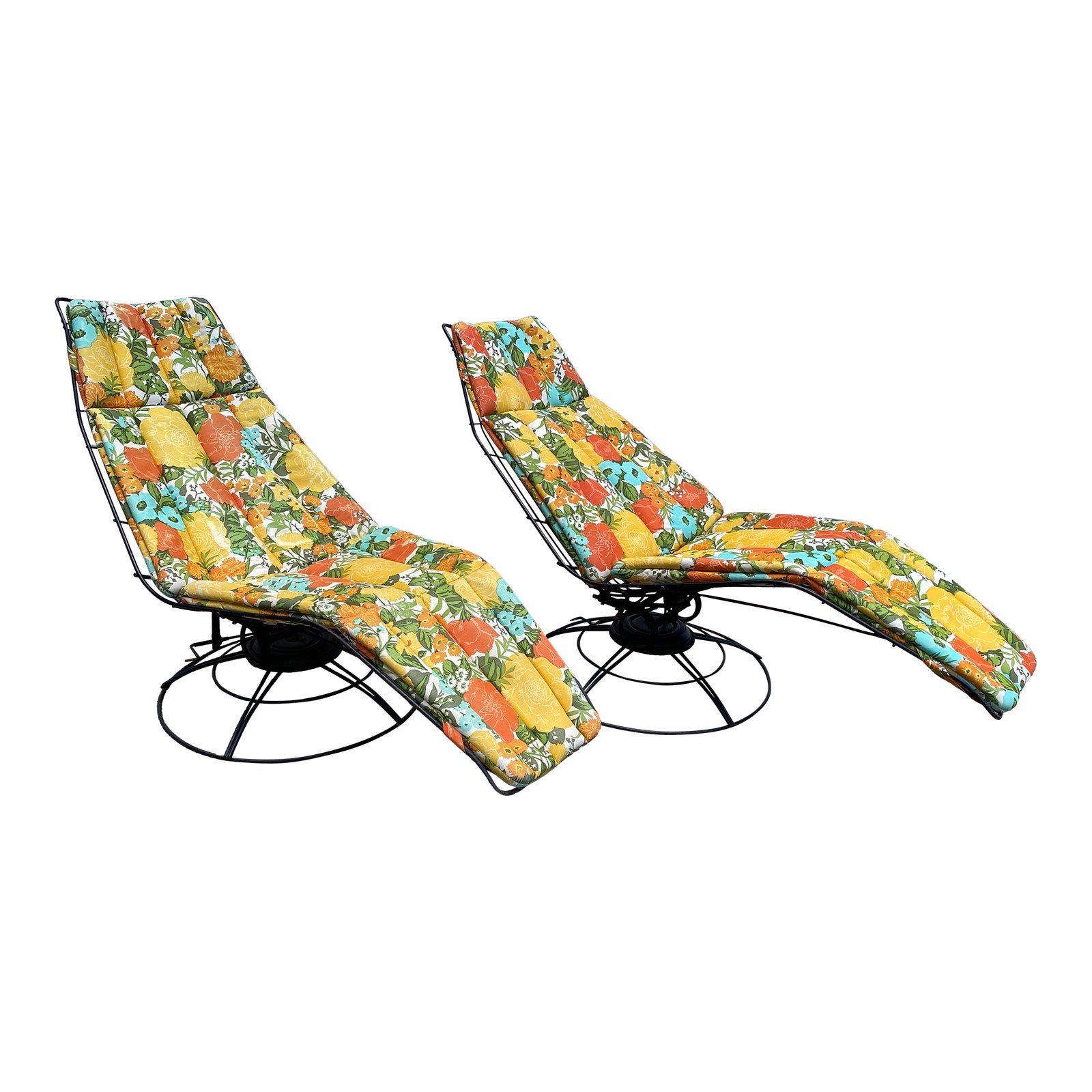 Mid Century Modern Homecrest Siesta Wire Patio Chaise Lounge Chairs ...