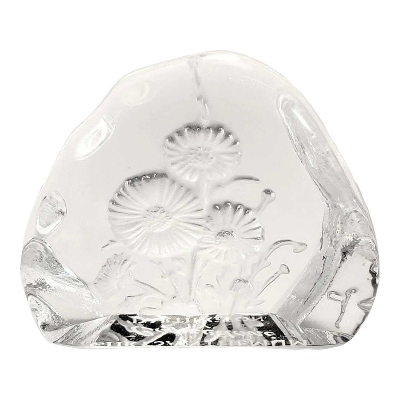 Capredoni Darington Etched Crystal Paperweight Chrysanthemum | Chairish
