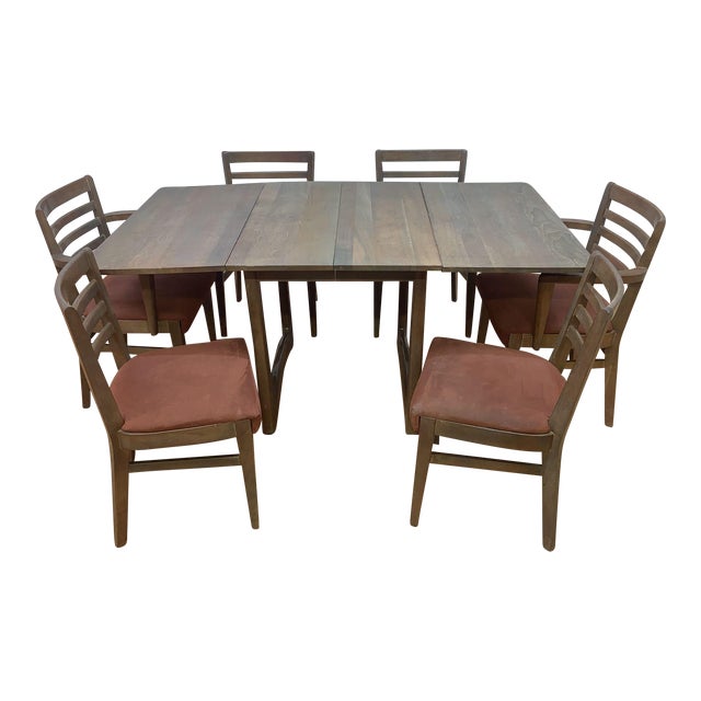 Mid Century Modern G-Plan Style Walnut Fold Down Dining Table and 6 ...