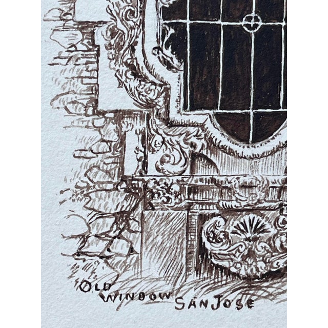 Antique Original Pen and Ink Drawing of a Old Window San Jose 19th ...