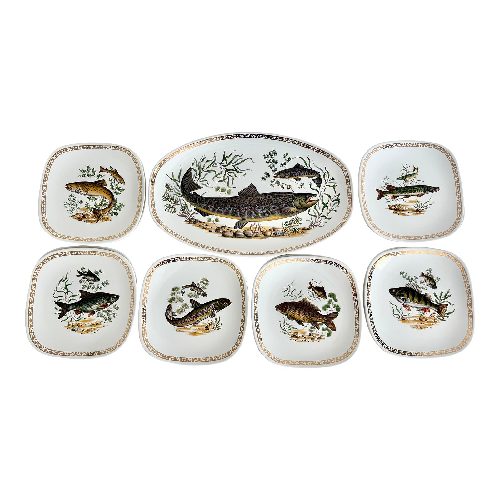 1960s Longchamp France Fish Service Set - Set of 13 | Chairish