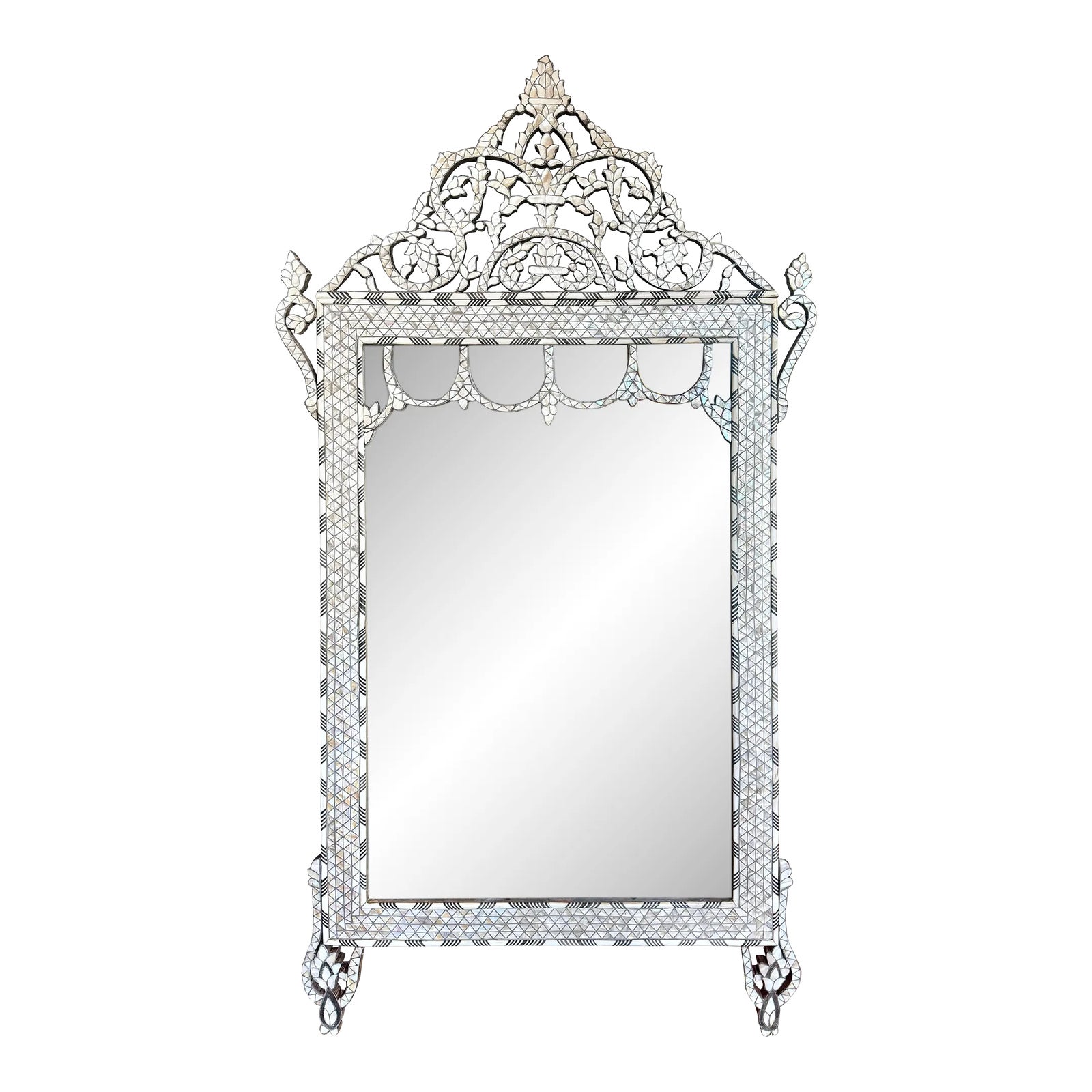 Early 20th Century Mother of Pearl Inlaid Middle Eastern Mirror | Chairish