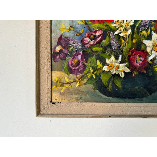 1960's Rena Stephens Floral Still Life Oil Painting | Chairish
