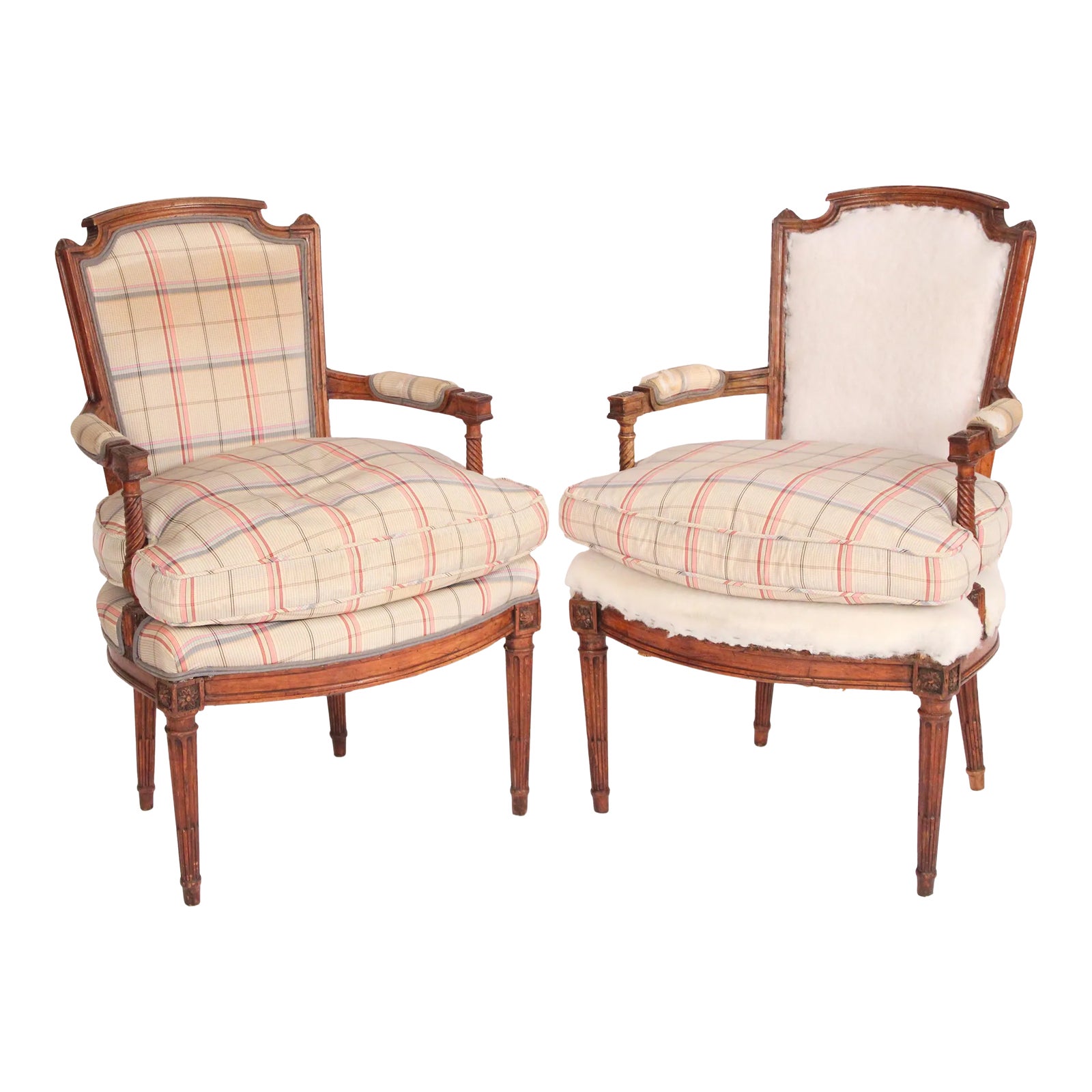 Pair of Louis XVI Beech Wood Armchair Frames | Chairish