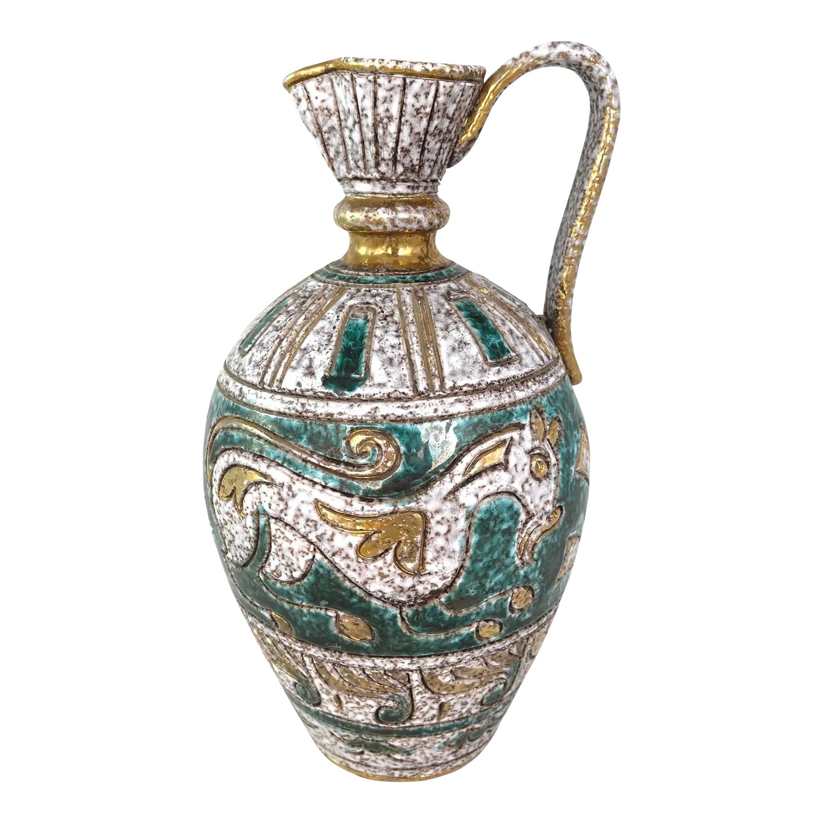 Mid-Century Italian Sgraffito Pottery Vase | Chairish