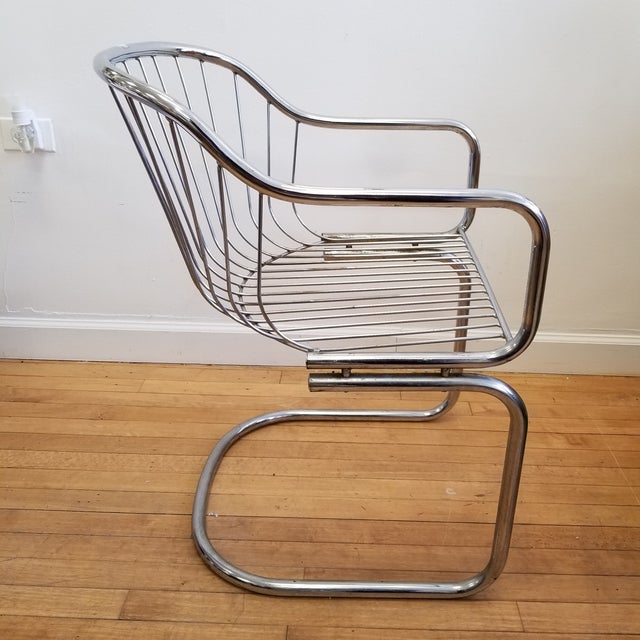 Mid-Century 1970's Chrome Cantilever Tubular Chair With Wire Seat Back ...