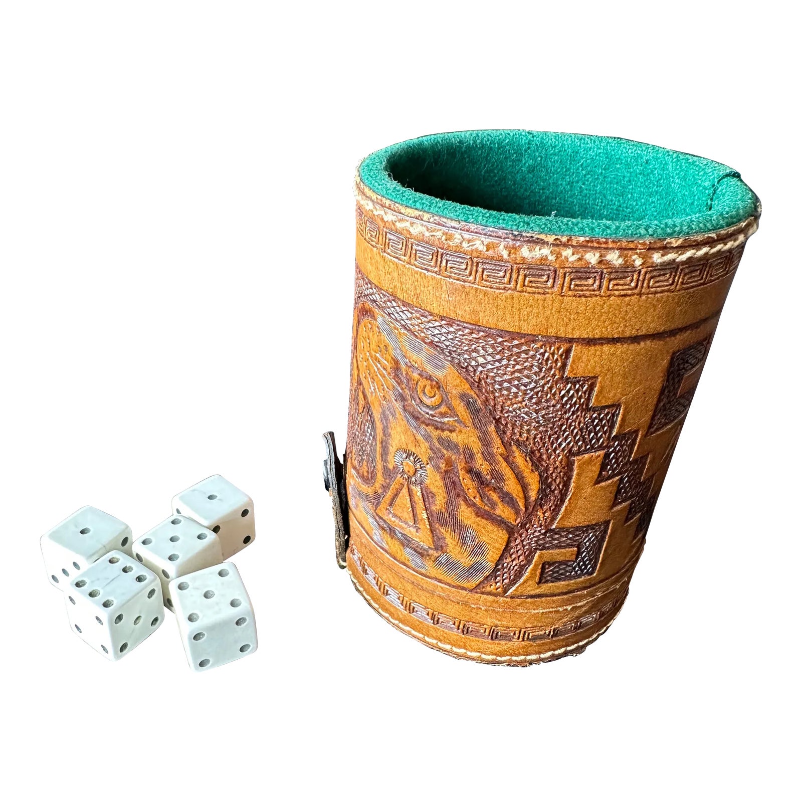 1960s Custom Leather Dice Cup | Chairish