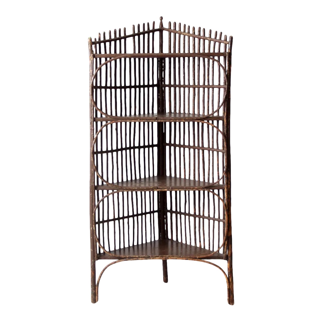 Antique Rustic Twig Corner Shelf | Chairish