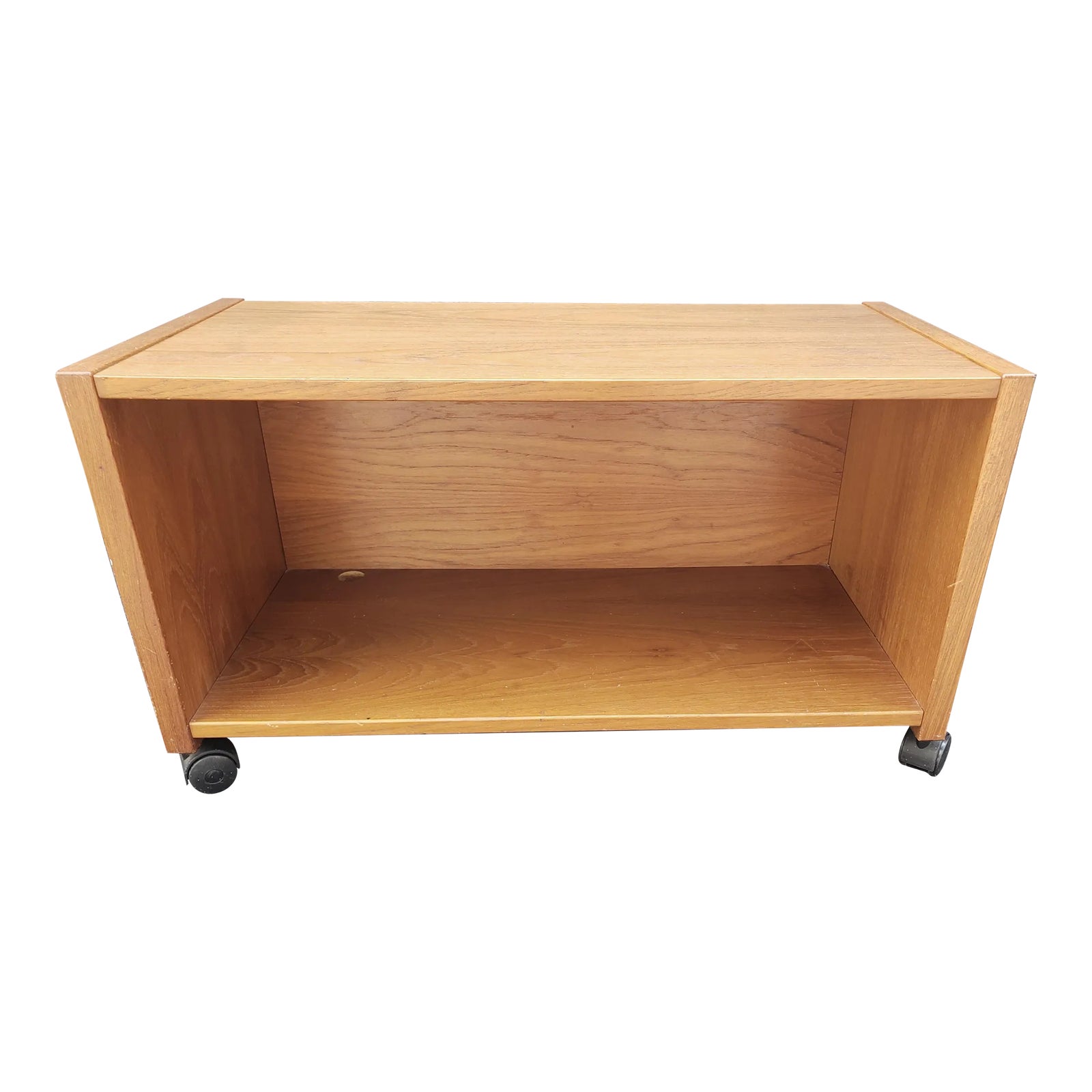 Mid-Century Danish Modern Teak Low Rolling Cart / Stand | Chairish