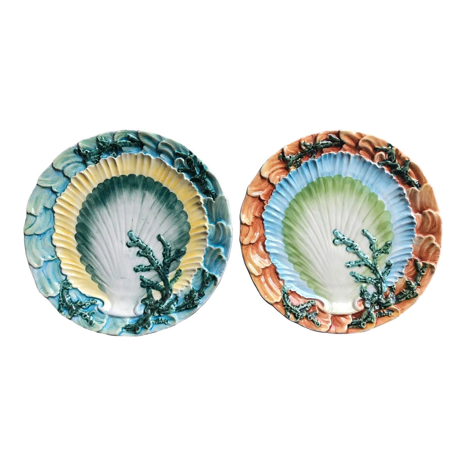 Vintage Vietri Shell Motif Plates, a Pair | Chairish