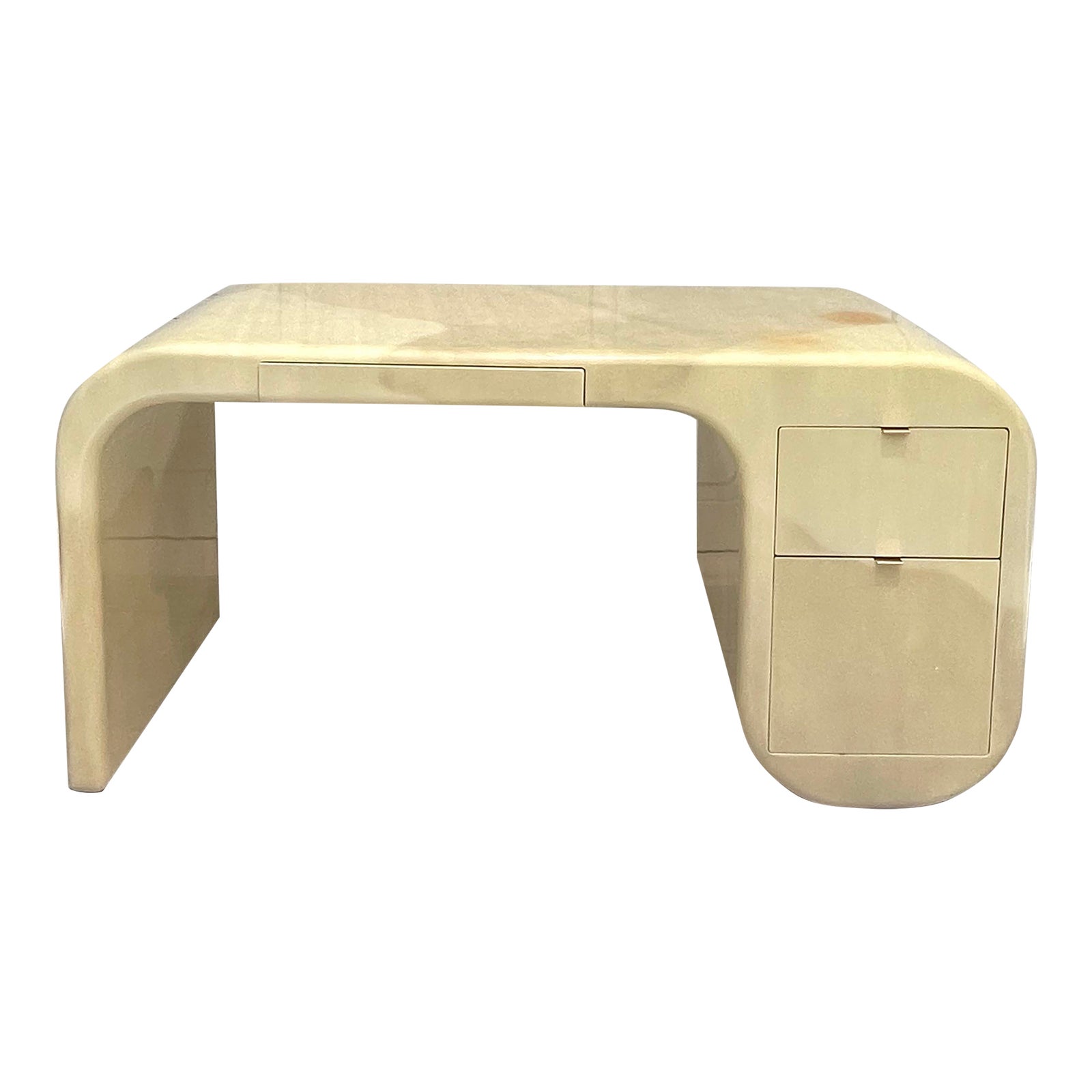 1970's Postmodern Modern Lacquered 3-Drawer Desk | Chairish