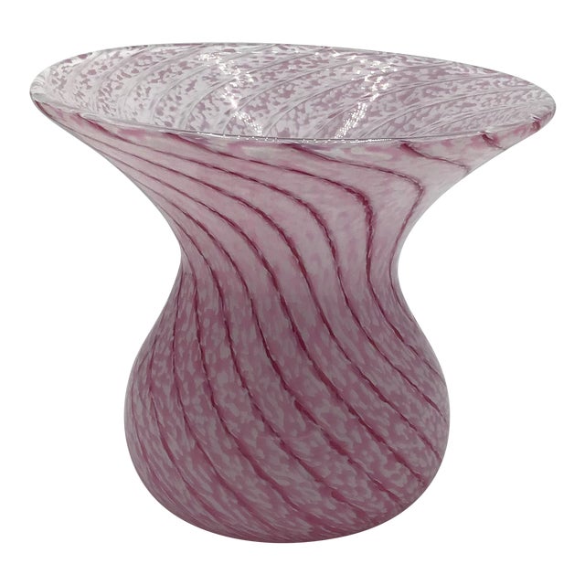 Vintage Pink Fuschia Swirl Art Glass Vase | Chairish