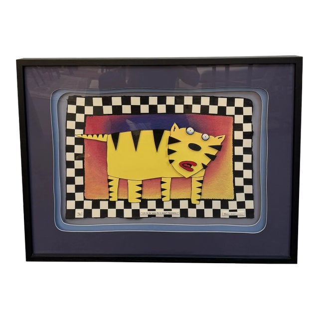 Ben Kikuyama "Cat Nervous Breakdown" Original Painting, Framed | Chairish