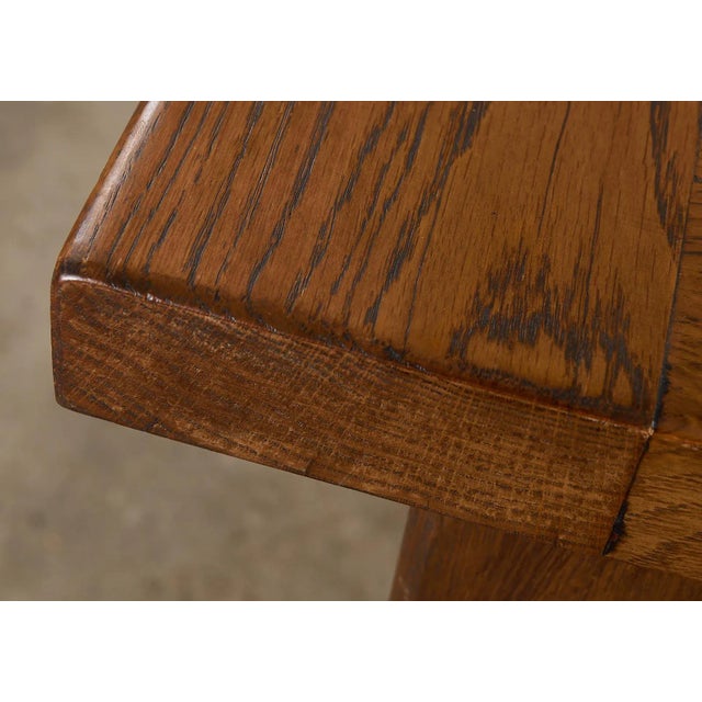 Country English Provincial Oak Farmhouse Trestle Dining Table | Chairish