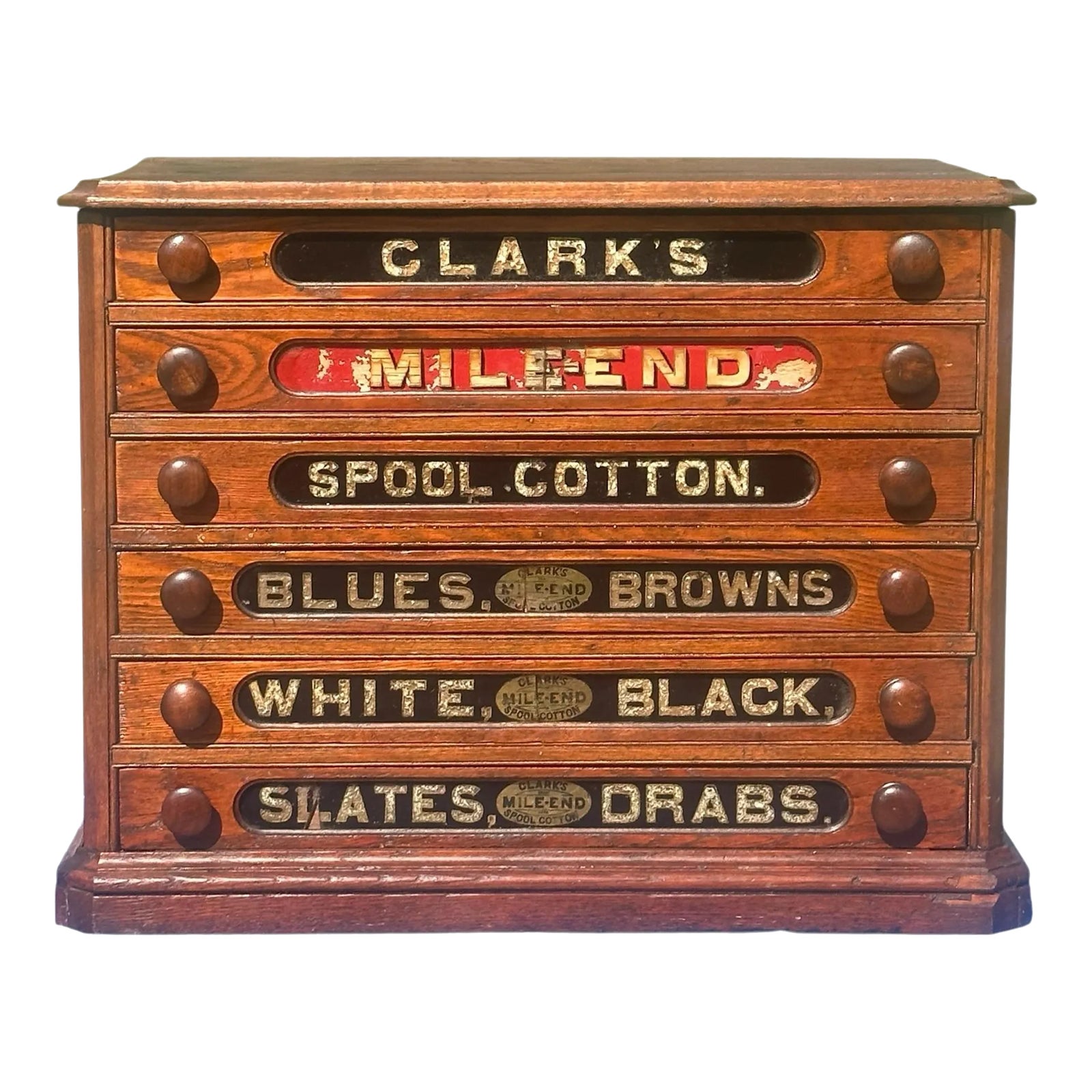 Antique Victorian Walnut Clark's Spool Cotton Cabinet With Reverse ...