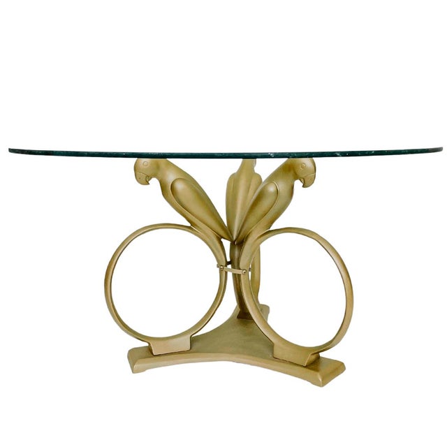 Vintage Parrot Coffee Table With Glass Top | Chairish