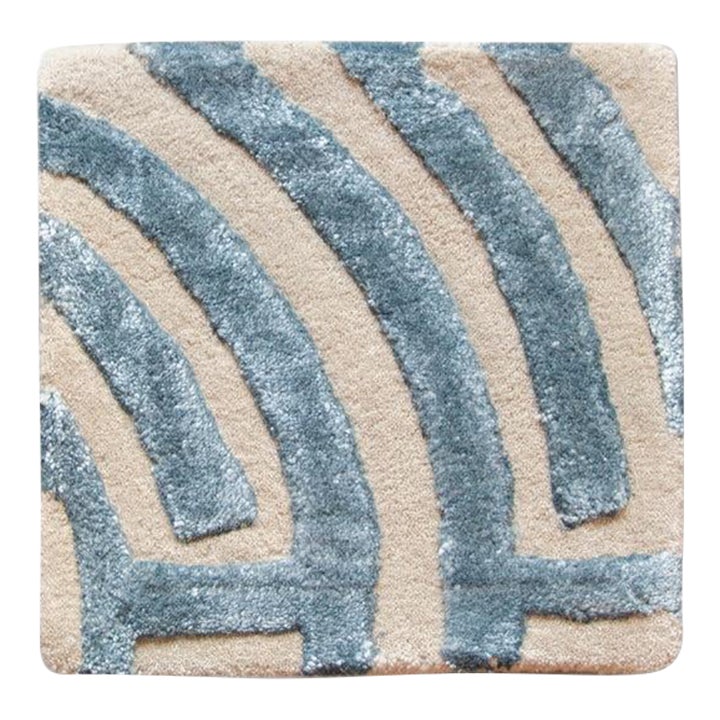 Sample Lucca Maze Rug, Sky Blue, 12x12 | Chairish