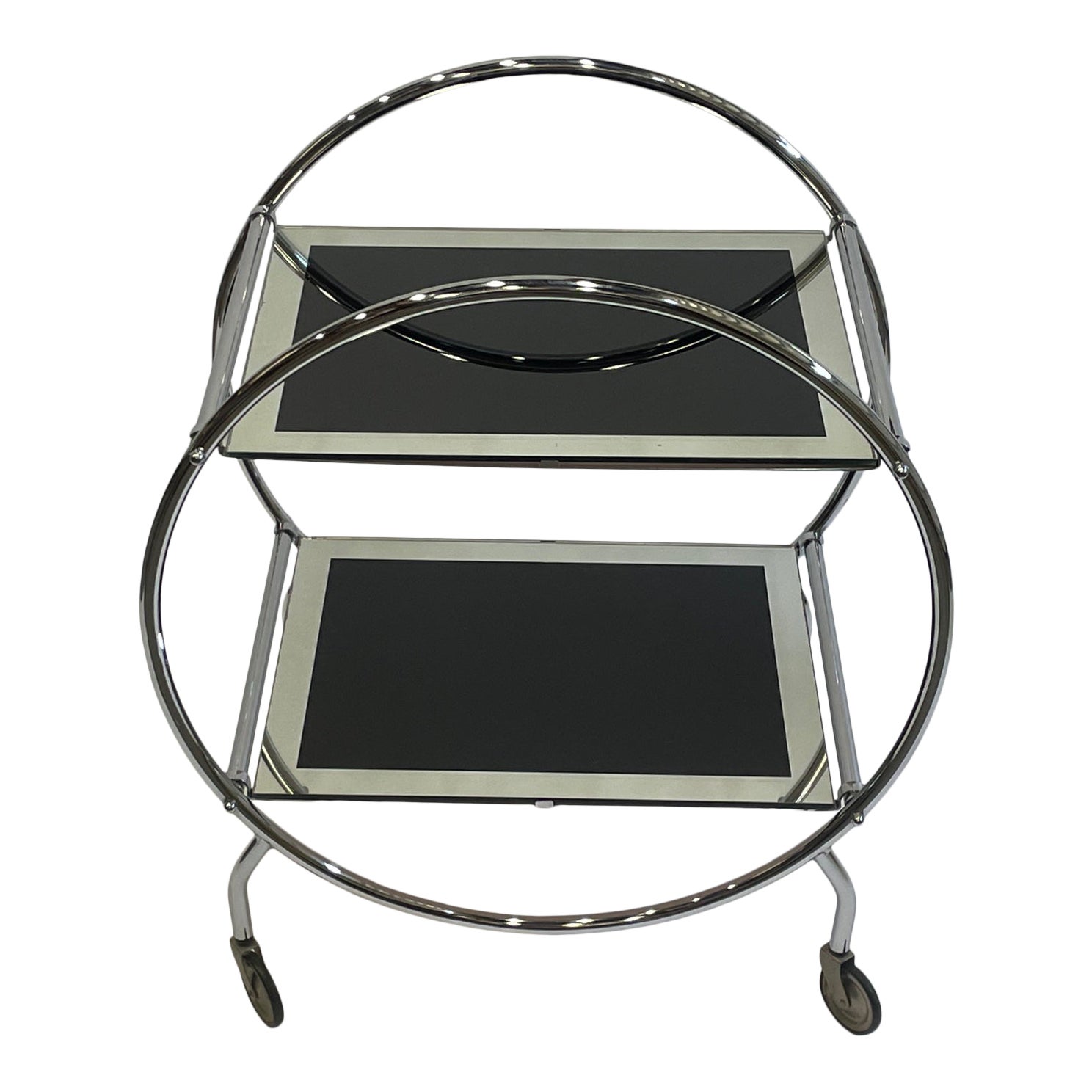 Mid Century Modern Chrome & Mirrored Bar Cart | Chairish