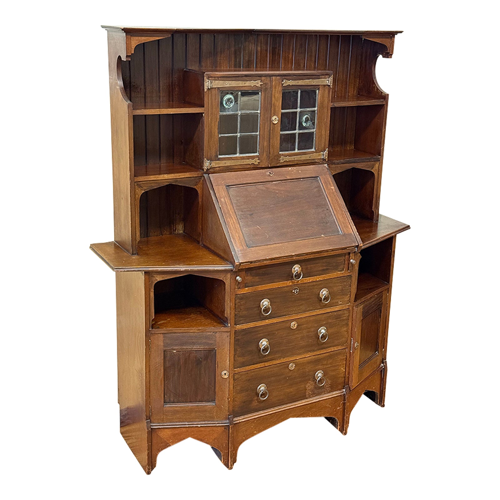 19th Century Antique Writing Secretary Cabinet | Chairish