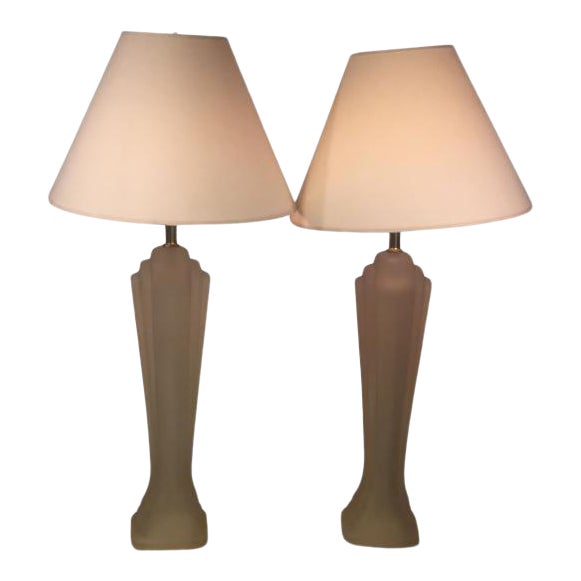Sculpted Modern Frosted Resin Lamps by Paolo Gucci - a Pair | Chairish