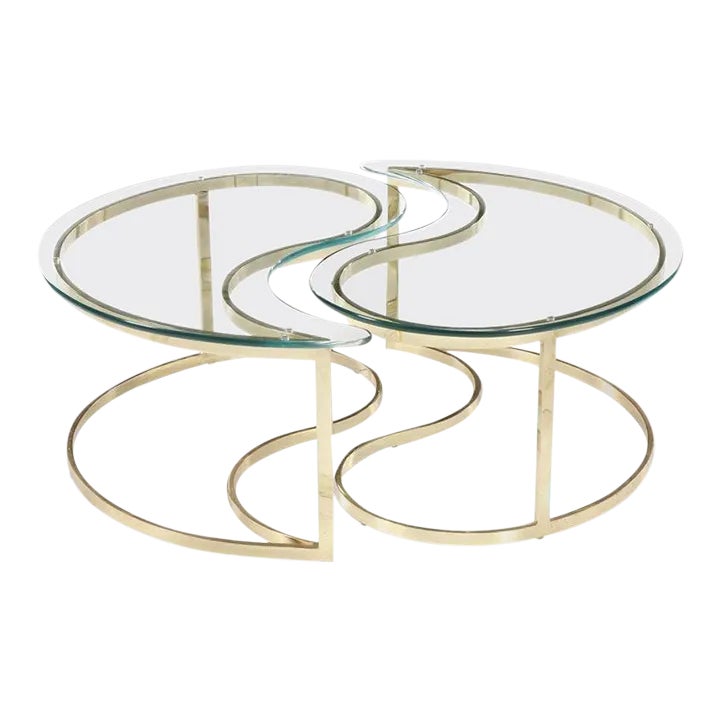 Italian Brass and Glass Yin Tang Coffee Table | Chairish