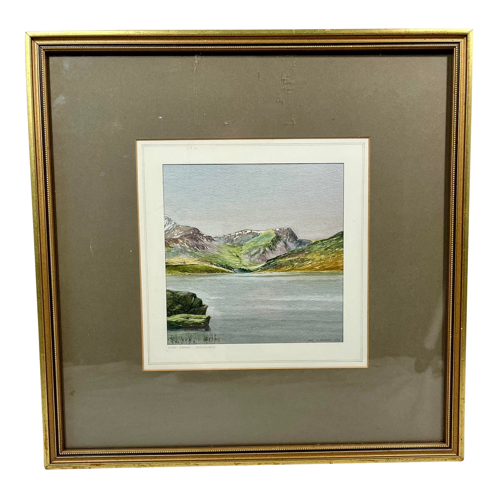 Vintage Landscape Watercolor Painting Titled Lynn Ogwen, Snowdonia ...
