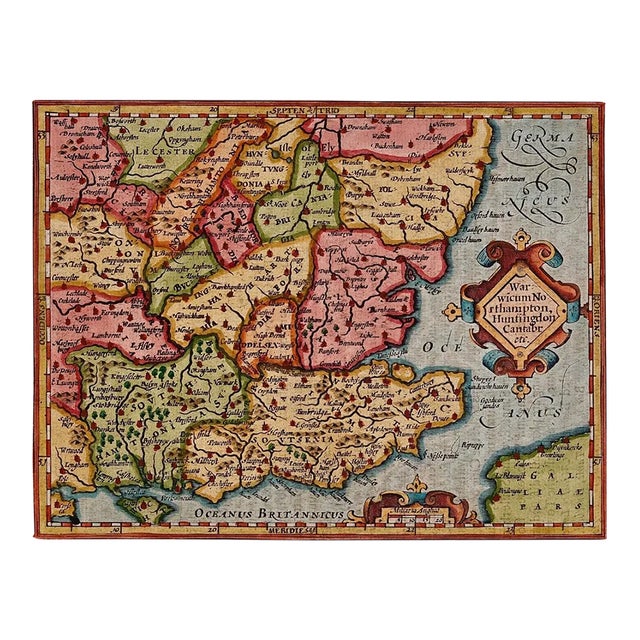 Gerard Mercator Southeastern England: A 17th Century Hand-Colored Map ...