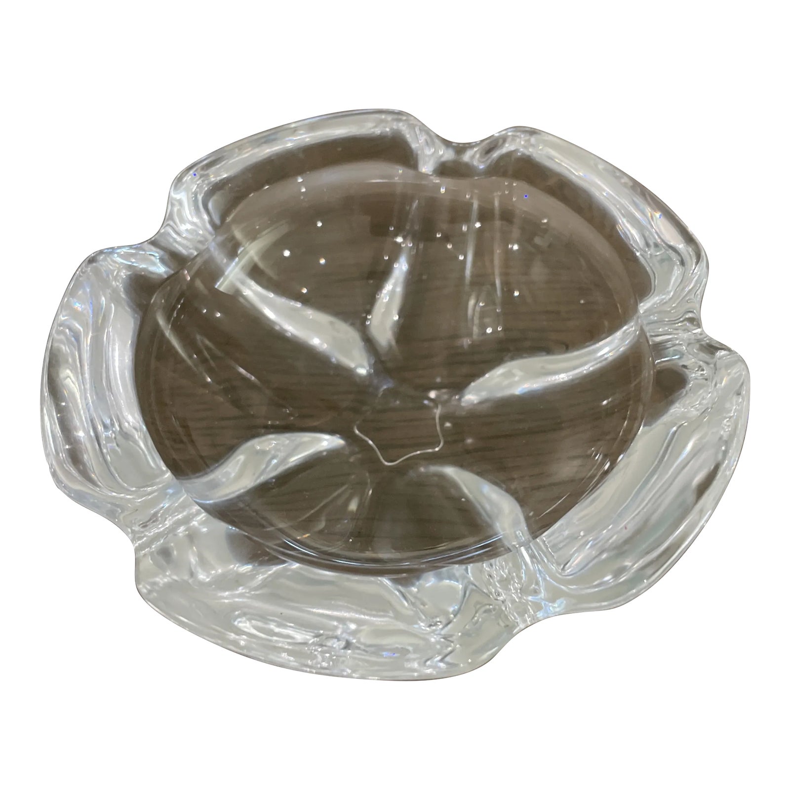 1970s French Clear Crystal Catch All | Chairish