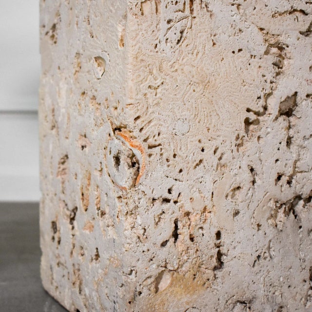 1970's Fossilized Coquina Coral Stone Table with Glass Top | Chairish