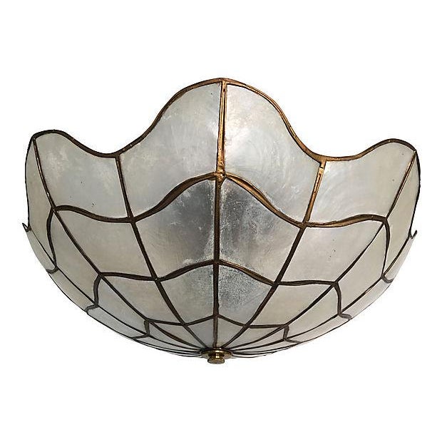 1950s Capiz Shell Ceiling Light | Chairish