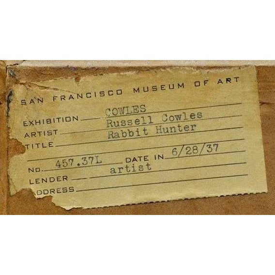 1930s Vintage Framed Watercolor Painting by Russell Cowles, the Rabbit ...