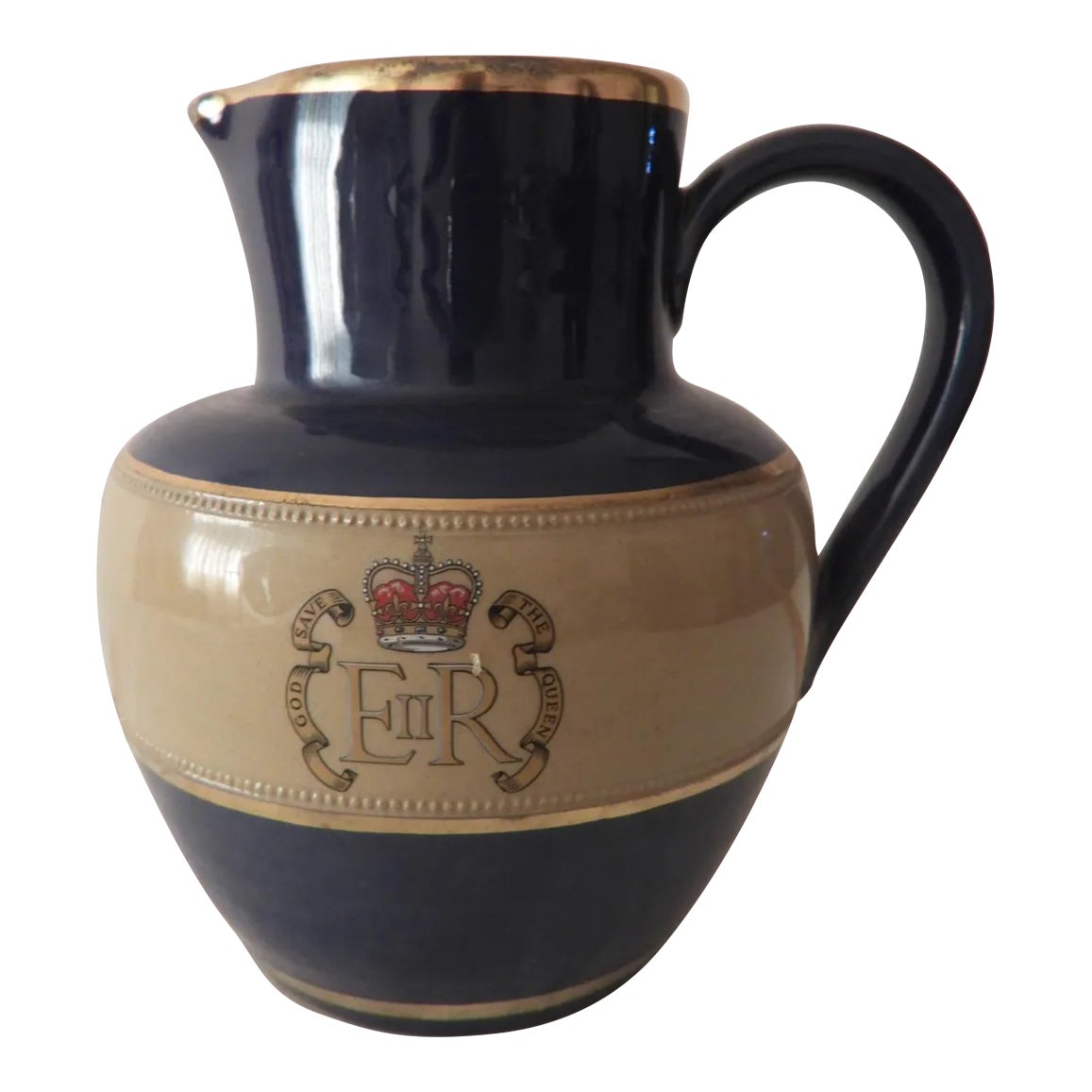 Vintage 1970s Queen Elizabeth II Glazed English Denby Large Jug Pitcher ...