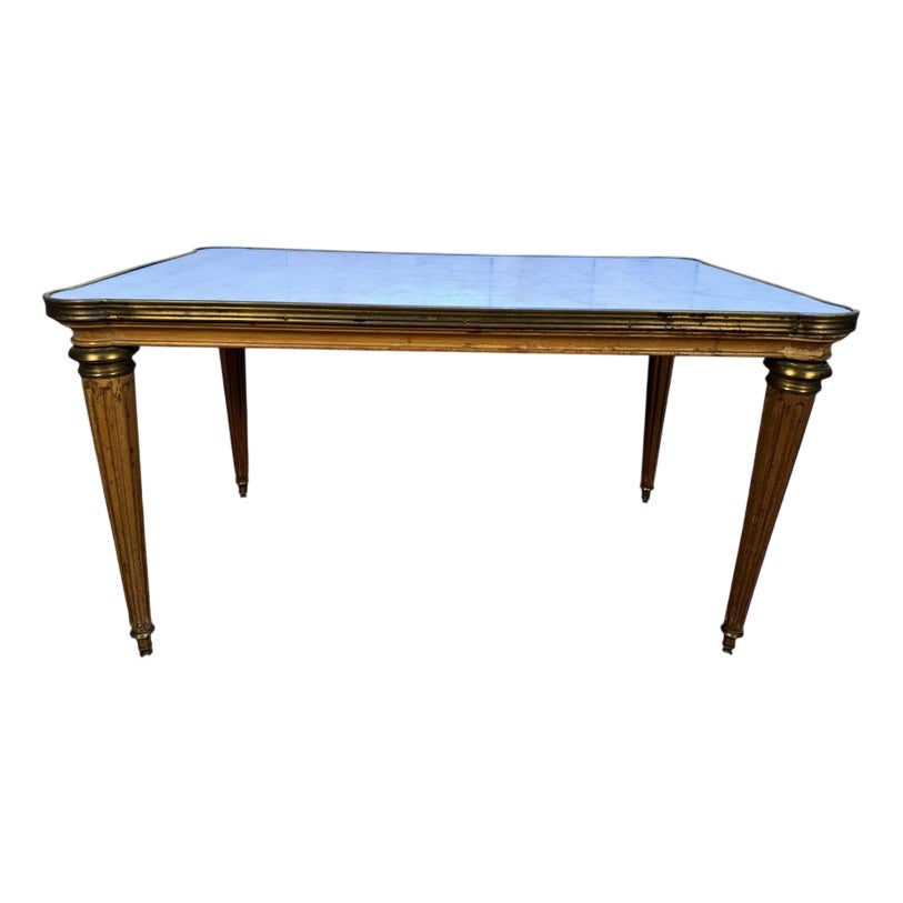 Louis Xvi Style Coffee Table in Carrara Marble with Toupie Legs | Chairish