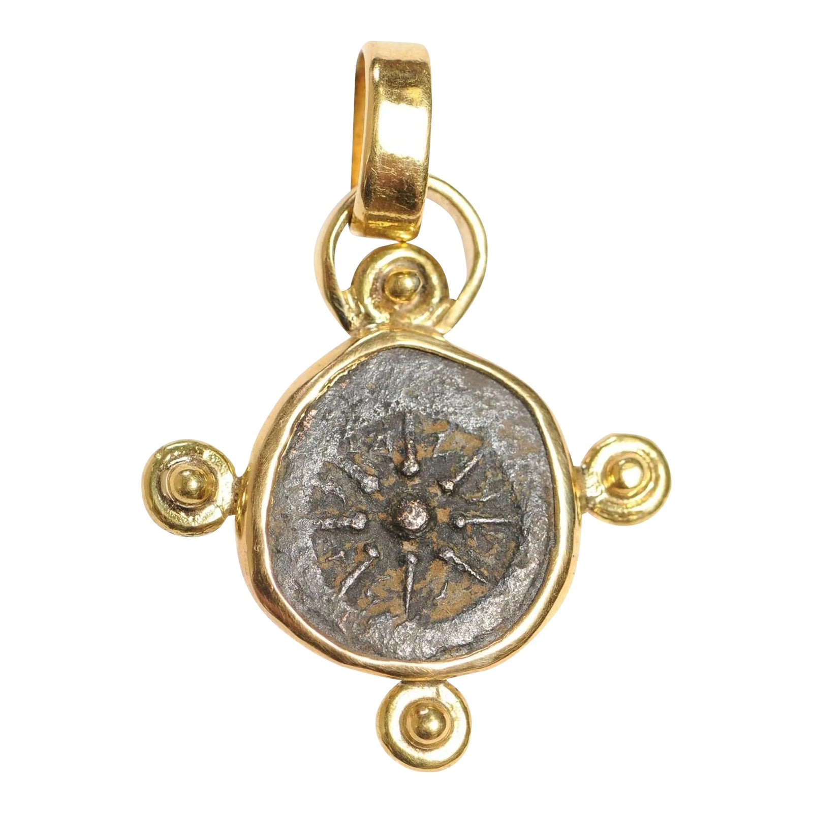 Antique Roman Widow's Mite Coin, 22kt Gold Pendant | Chairish