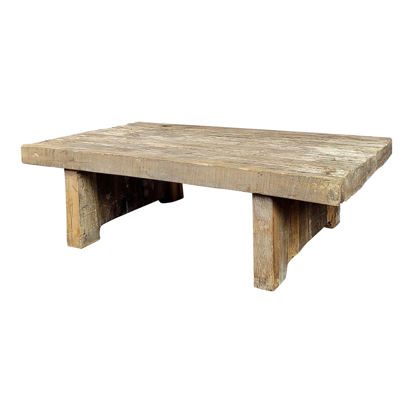 Antique Rustic Heavy Wood Coffee Table | Chairish