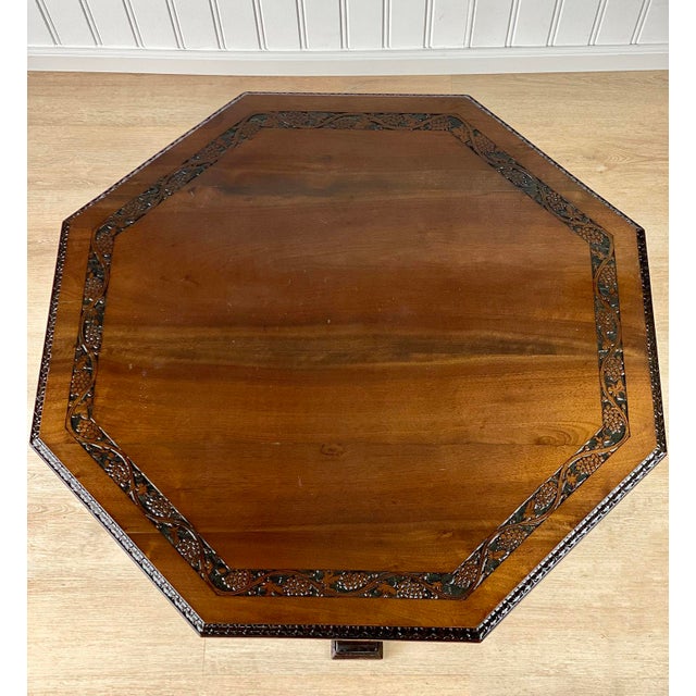 Antique Victorian Walnut Carved Grapevine Motif Octagonal Library Table ...
