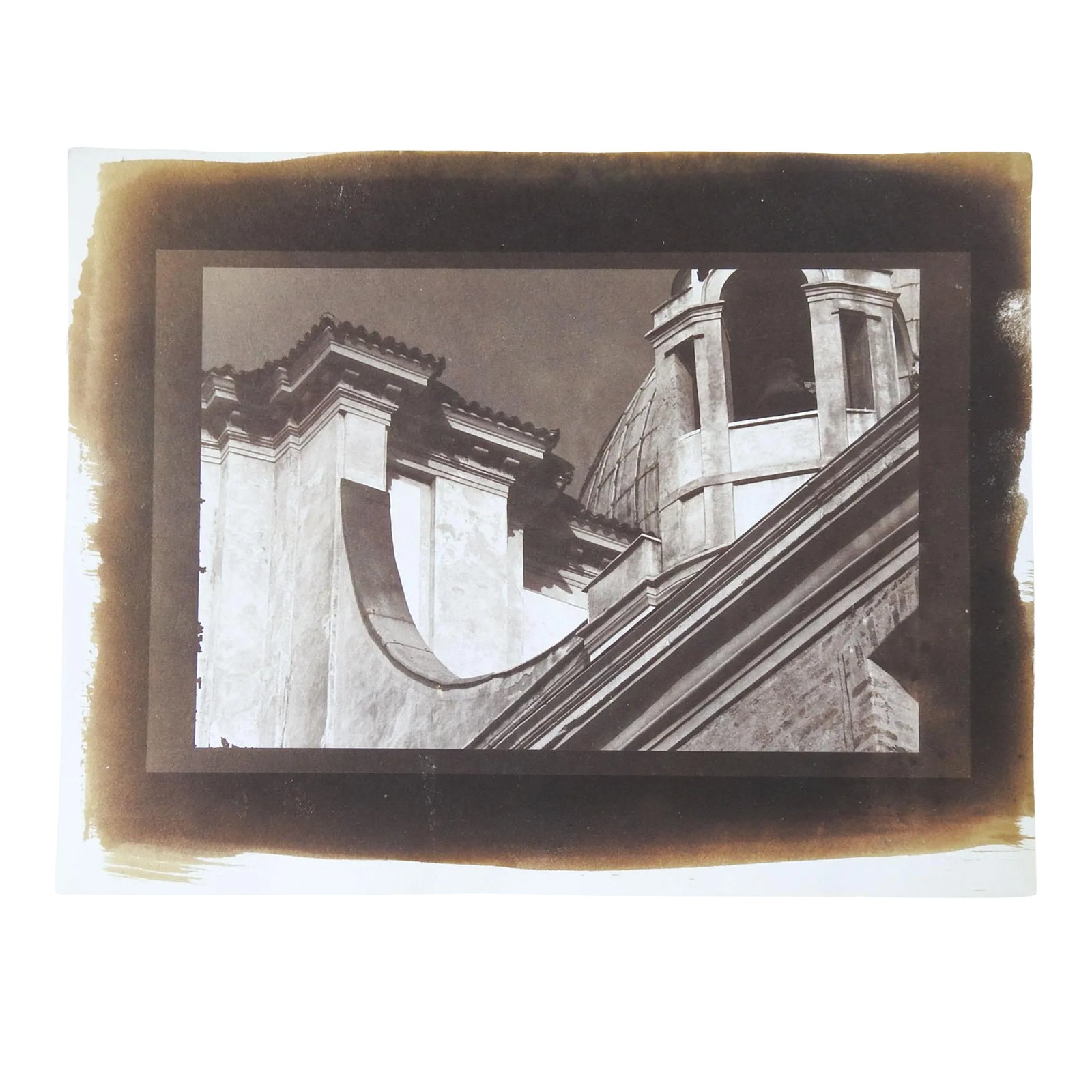 Vintage Cyanotype Architectural Detail Old Building Photograph | Chairish