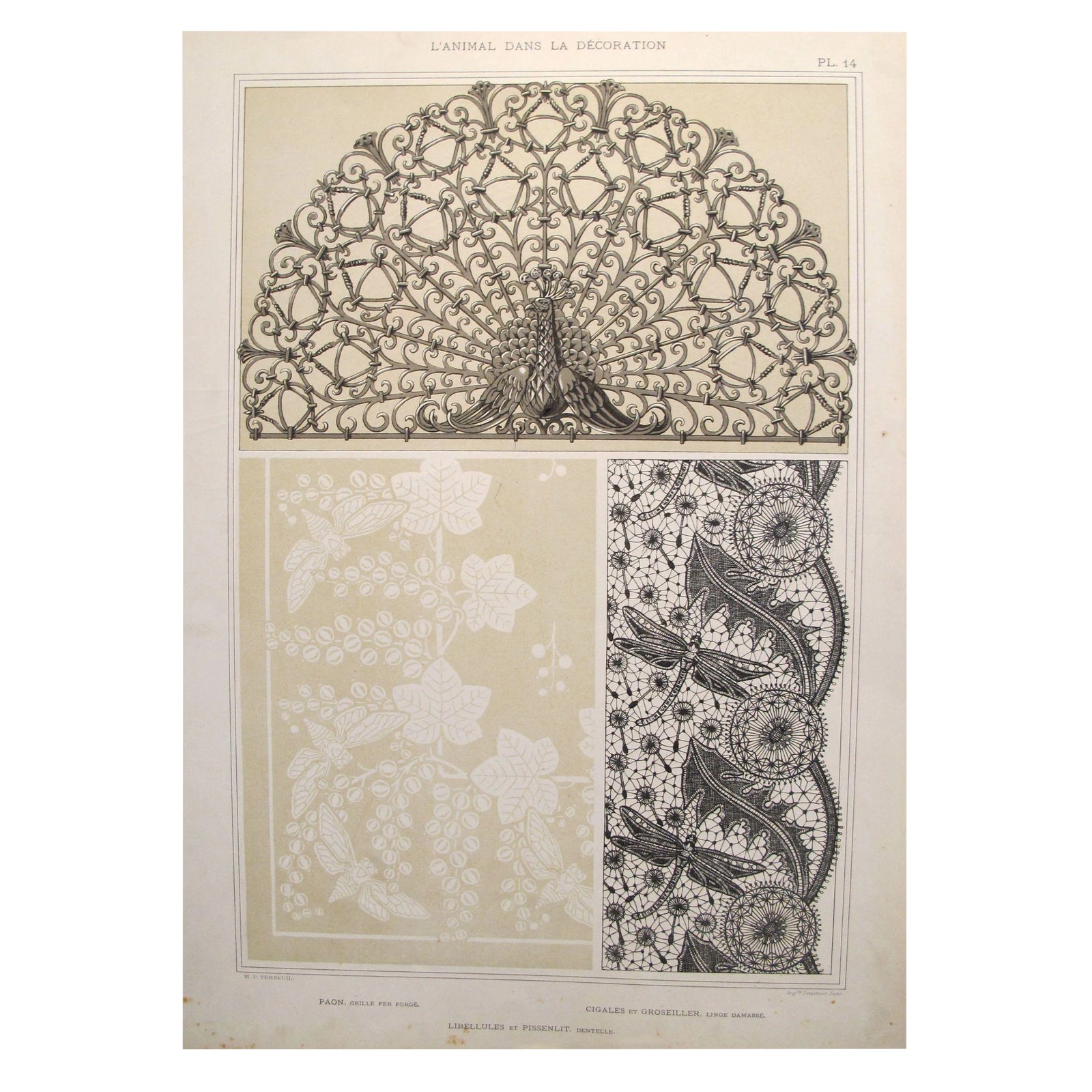1897 Original Vintage Decorator Sheet, Plate 14 | Chairish