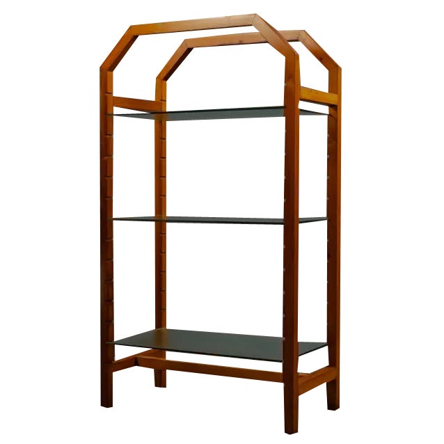 Postmodern Hollywood Regency Pinewood & Glass Etagere, 1980s | Chairish