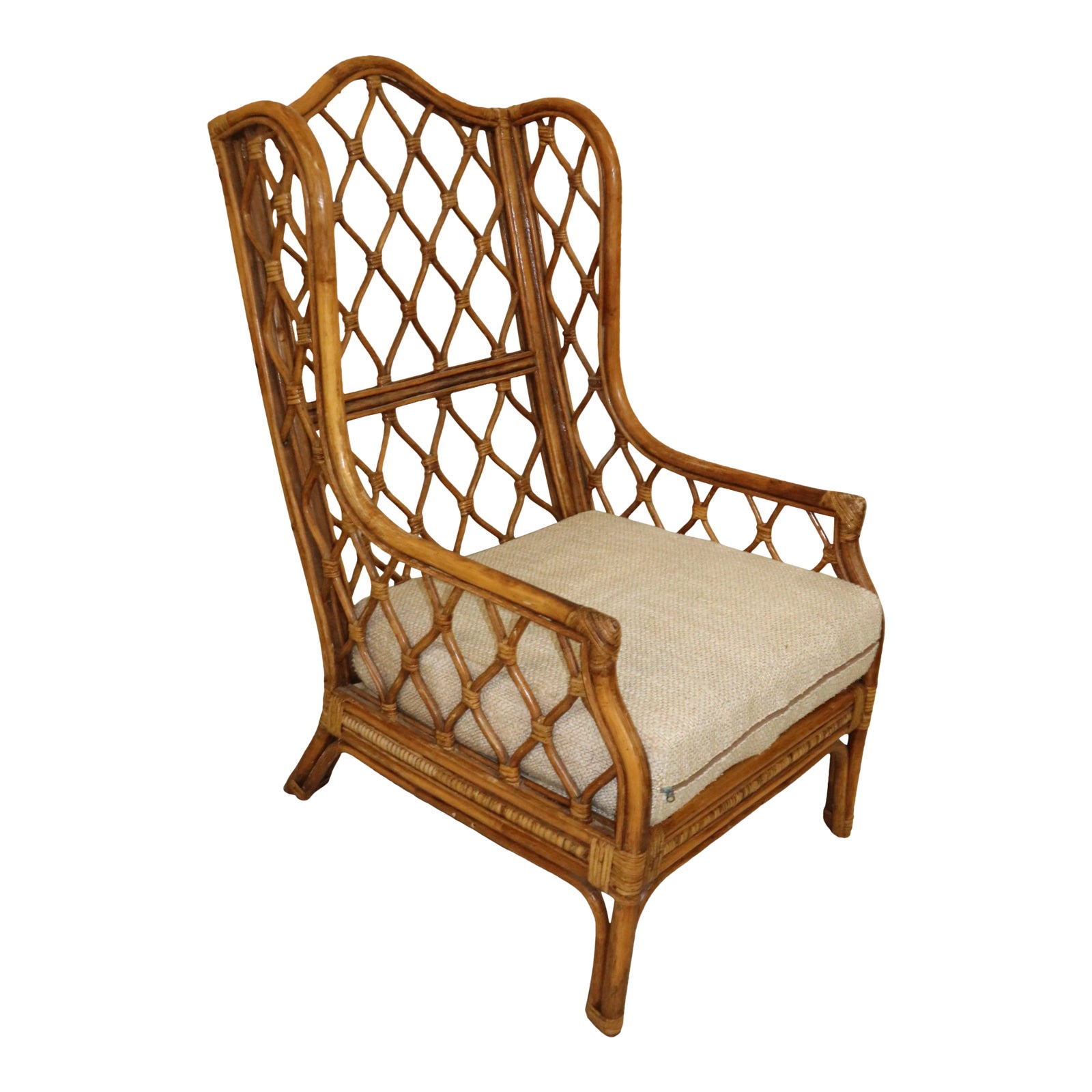 1970s Vintage Bamboo Wingback Chair | Chairish