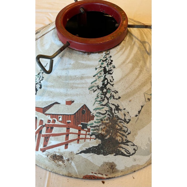 Vintage Colormatic Snow Scene Steel Christmas Tree Stand - | Chairish