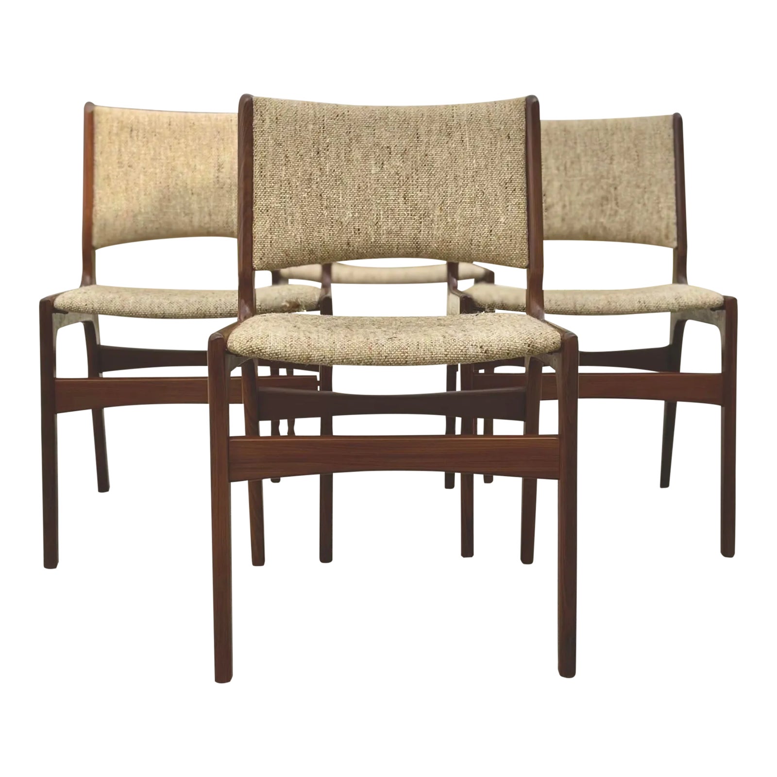 Set of Four Erik Buch Style Danish Dining Chairs With Upholstered Seat ...