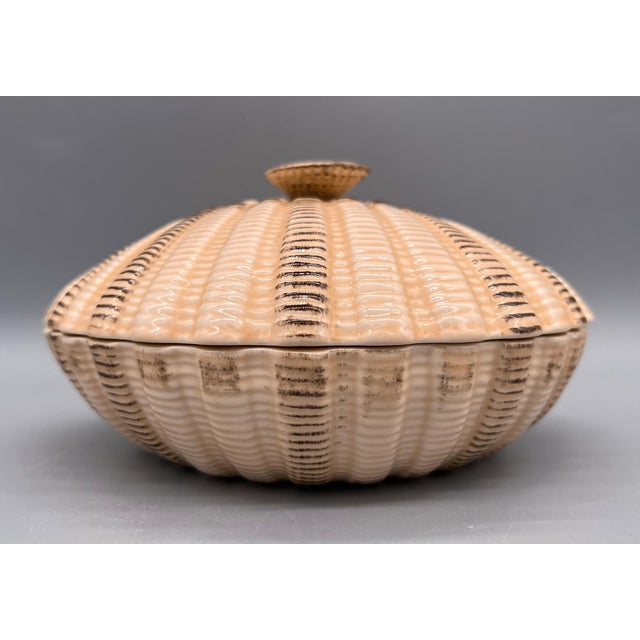 Vintage Ceramic Clam Shell Lidded Box | Chairish