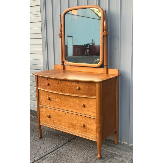 Antique Late 19th Century Birds Eye Maple Victorian Vanity Dresser ...
