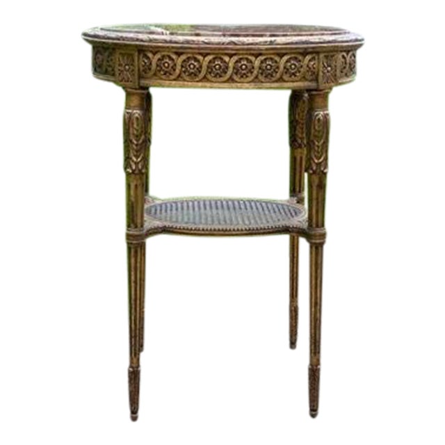 Antique Italian Oval Marble Top End Table | Chairish