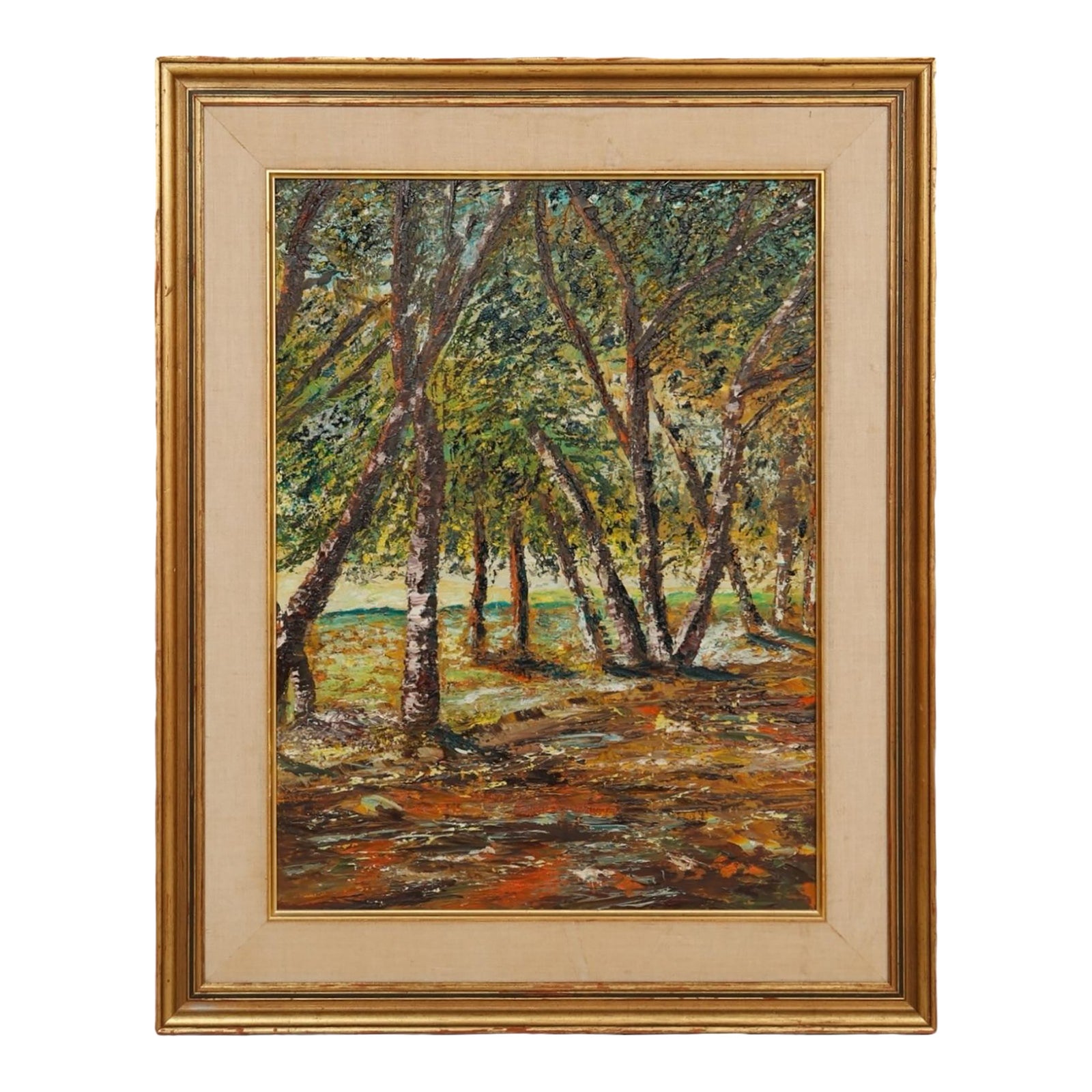 20th Century Impasto Forest Painting | Chairish