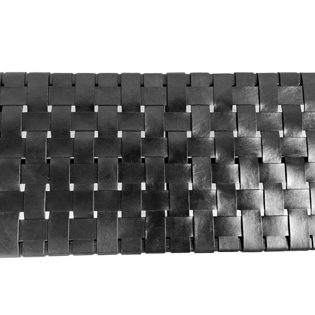 Black Leather Strap Bench | Chairish