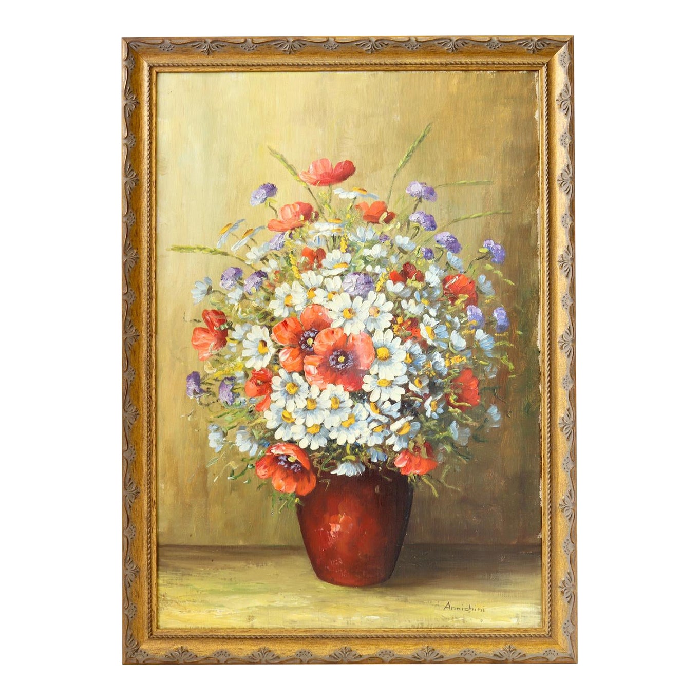 Framed French Floral Still Life Painting | Chairish