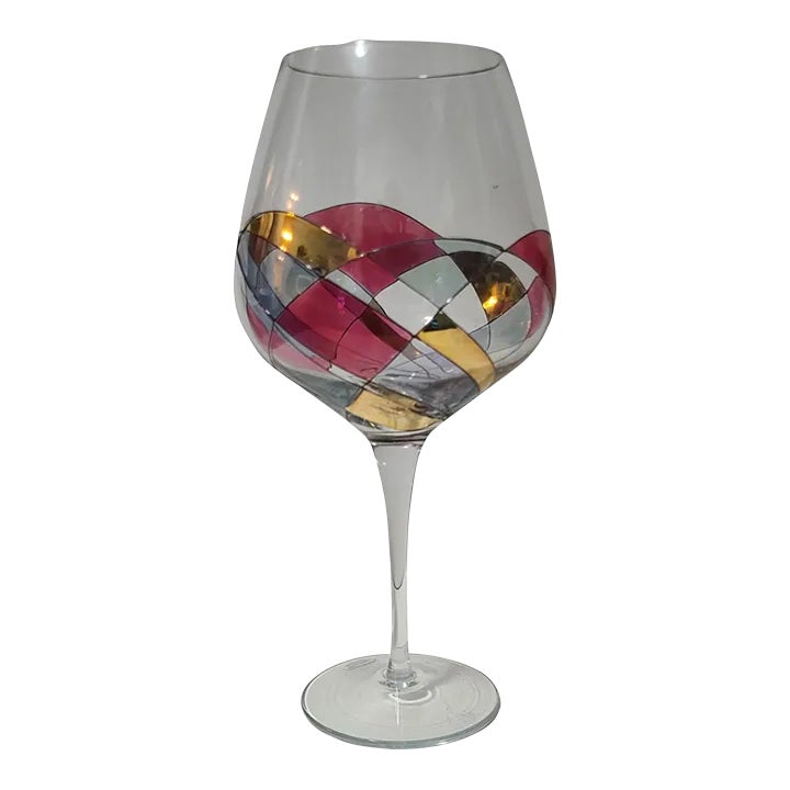 Mid Century Modern "Euro Glass" Abstract Painted Multi Color Brandy ...