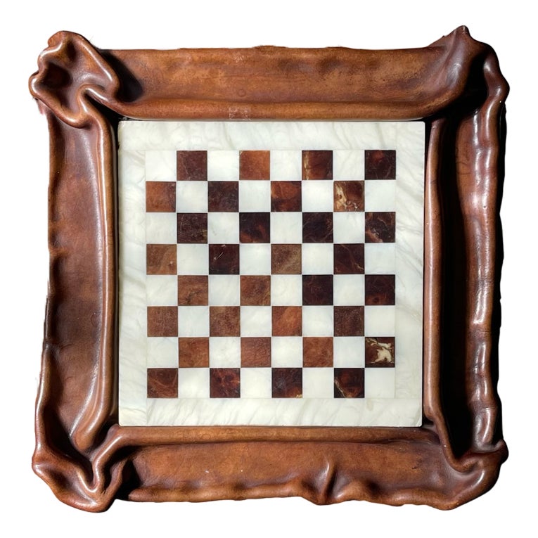 Leather Kangaroo Chess Board, Italy, 1980s | Chairish